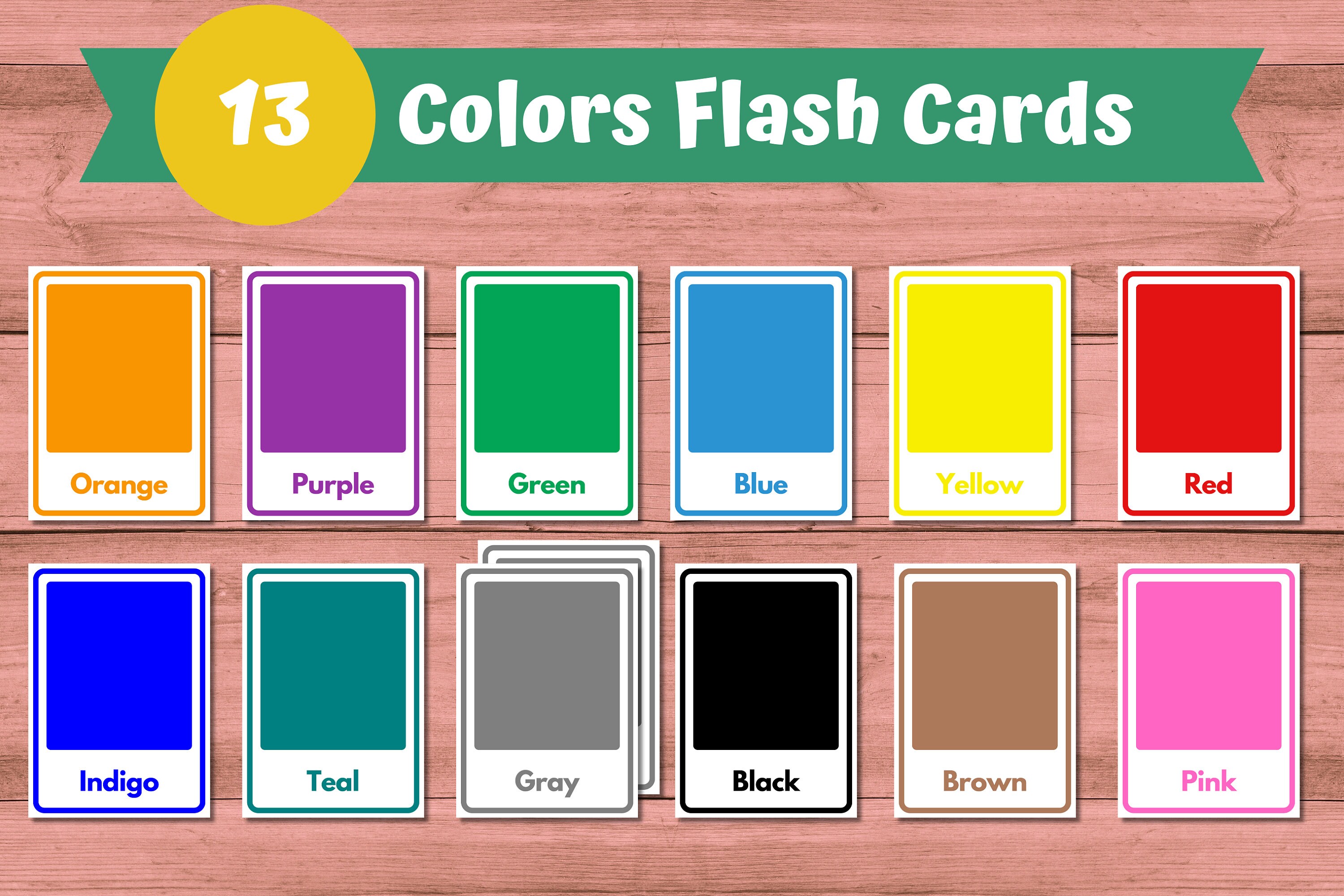 13 Color Cards Montessori Flashcards Pre-school Cards - Etsy
