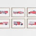 Vehicle Prints Set of 12 Fire Truck Nursery, Emergency Vehicle Prints ...