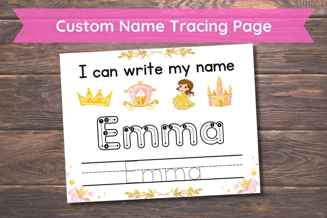 Princess First Name Tracing PDF | Custom Handwriting Worksheet for ...