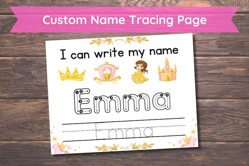 Princess First Name Tracing PDF | Custom Handwriting Worksheet for ...