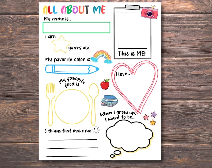 All About Me Printable Worksheet – Fun Back-to-school Activity for Kids ...