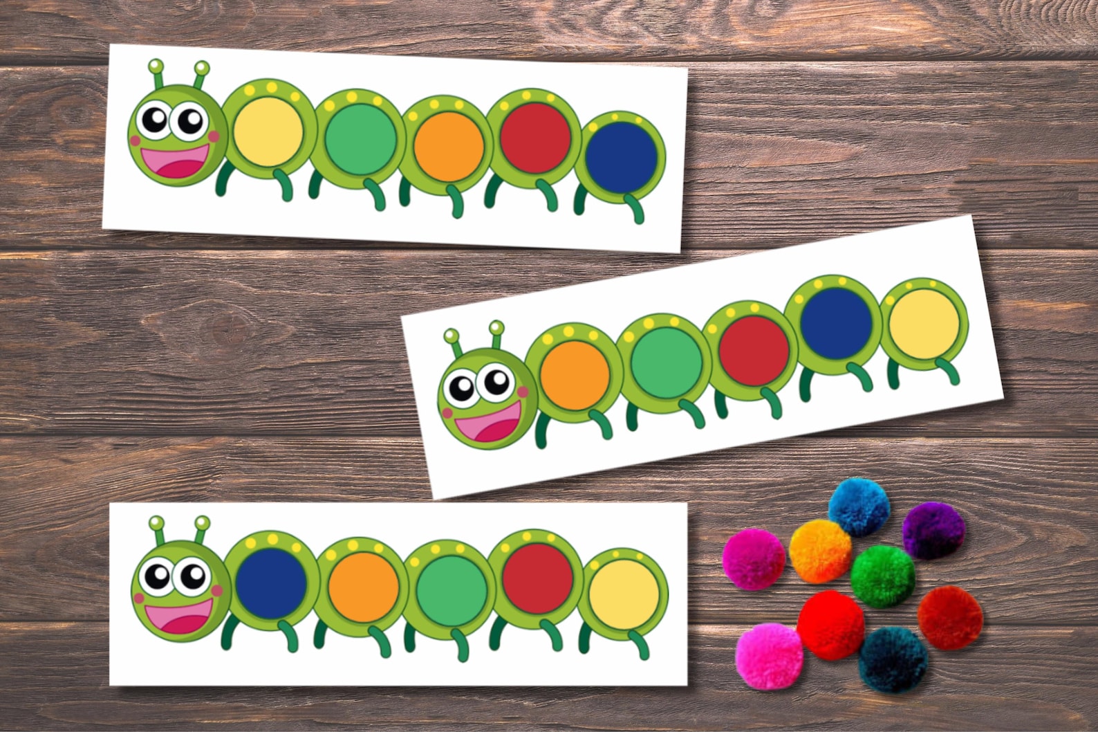 Pom Pom Color Sorting Game, Caterpillar Pom Pom, Color Matching ...