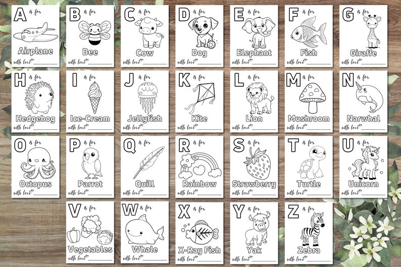 52 Pages ABC Baby Shower Coloring Book, Baby's First ABC Book,bears ...