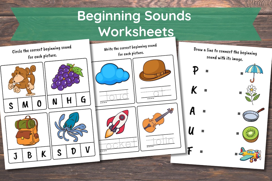 Beginning Sounds Worksheets, Preschool-1st Grade Phonics and Literacy ...