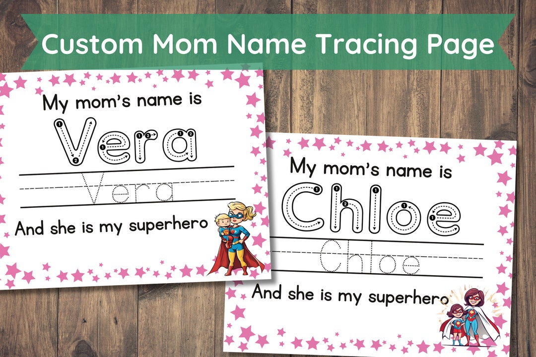 Custom Mom Name Tracing Sheet Handwriting Practice Personalized Name ...