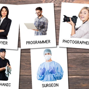 Professions (real Pictures) - 40 Montessori Cards - Flash Cards ...