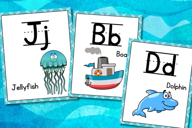 Printable Ocean Theme Alphabet Posters ABC Letters Classroom - Etsy ...