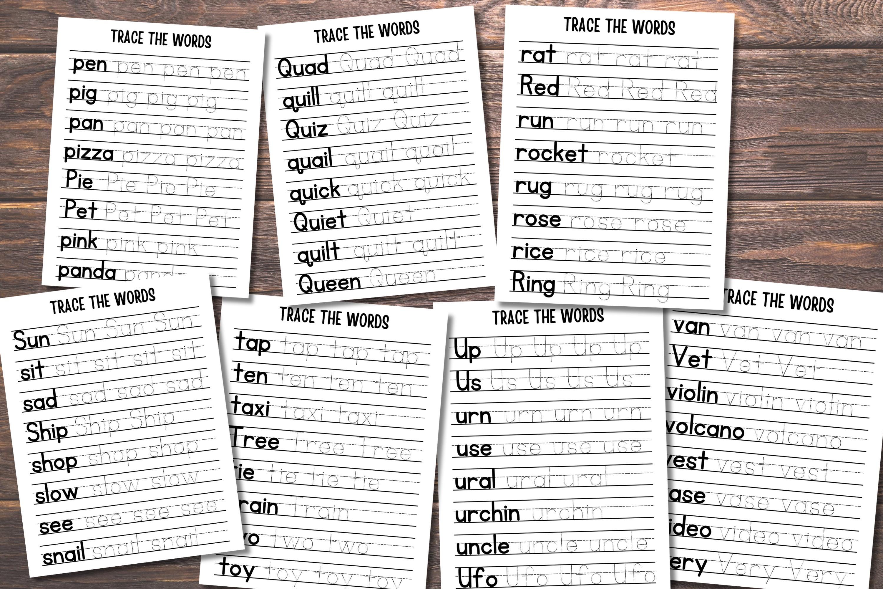 26 Trace the Words Worksheets A-Z, Lowercase and Capital Initial Letter ...
