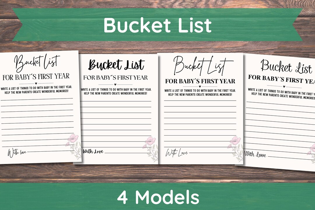 Baby Bucket List Game Minimalist, Baby's First Year Cards, Printable ...
