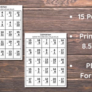 15 Printable Subtraction Fill in the Blanks Worksheets (numbers 1-20 ...