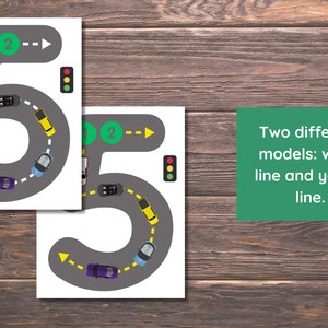Number Tracing Posters & Flashcards, Vehicles and Roads, Printable ...