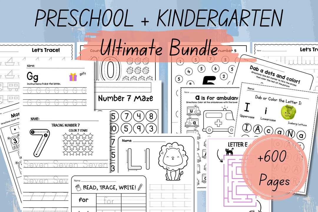Preschool Pre-k Kindergarten Learning Bundle 600 Pages Printable ...