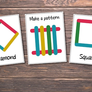 Popsicle Sticks Shapes Patterns Activity Game for Toddlers Montessori ...
