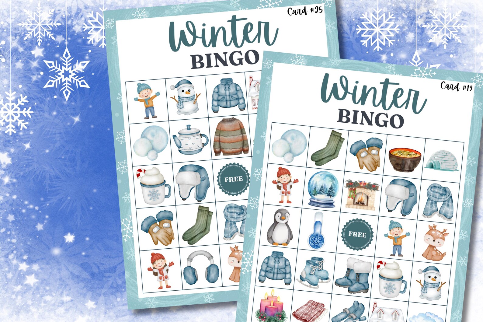 Winter Bingo, Printable Winter Bingo, Winter Bingo Cards Printable ...