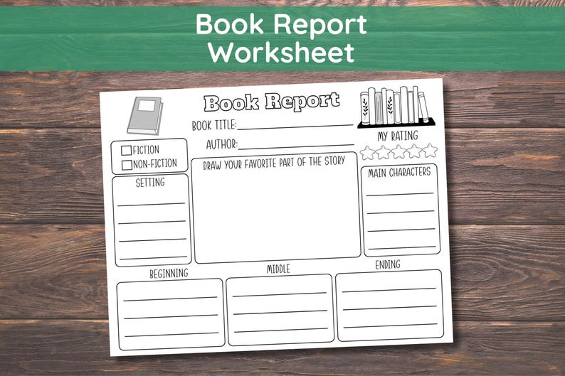 Book Report Template for Kids Printable, Reading Response Worksheet PDF ...