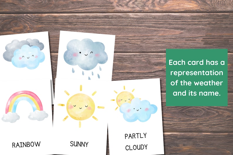 14 Weather Cards | Weather Flashcards | Toddler Weather Activity ...
