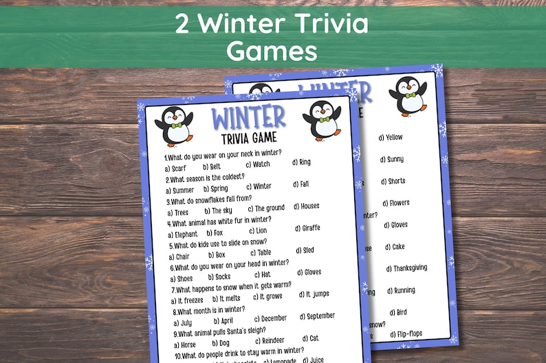 Winter Trivia Game, Winter Trivia Quiz, Printable Winter Game, Trivia ...