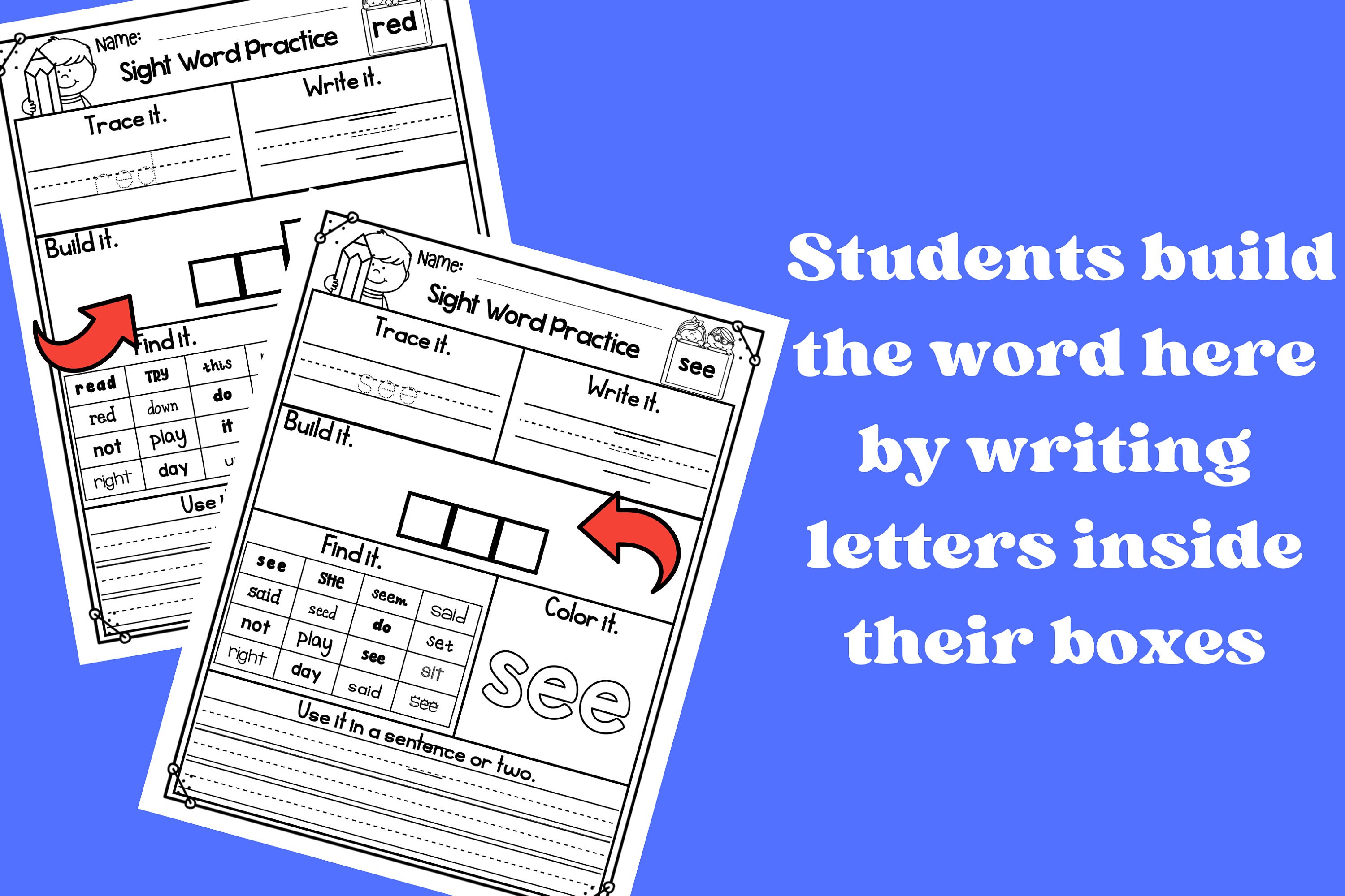 100 Printable Let's Learn Fry 1st Hundred Sight Words - Etsy