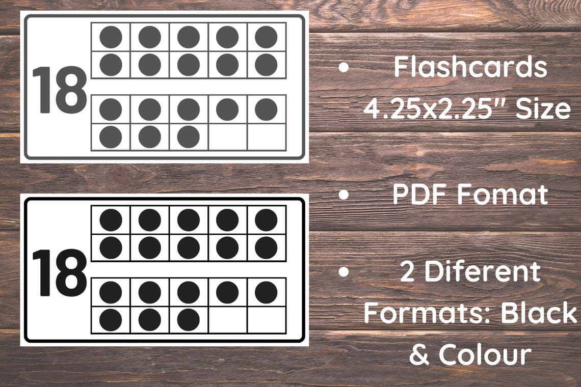 Ten Frame Flash Cards Printable, Counting 1–20 Math Activity, Preschool ...
