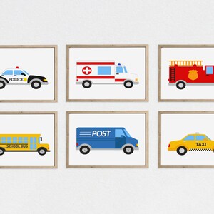 Vehicle Print Set of 12 Transportation Construction Boy Vehicle Nursery ...