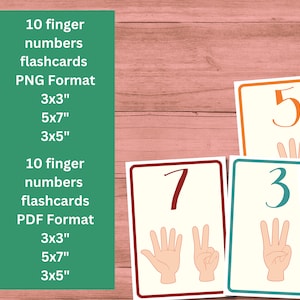 Printable Finger Number Flash Cards, Counting 1-10, Learning, Homeschool, Classroom, Material ...