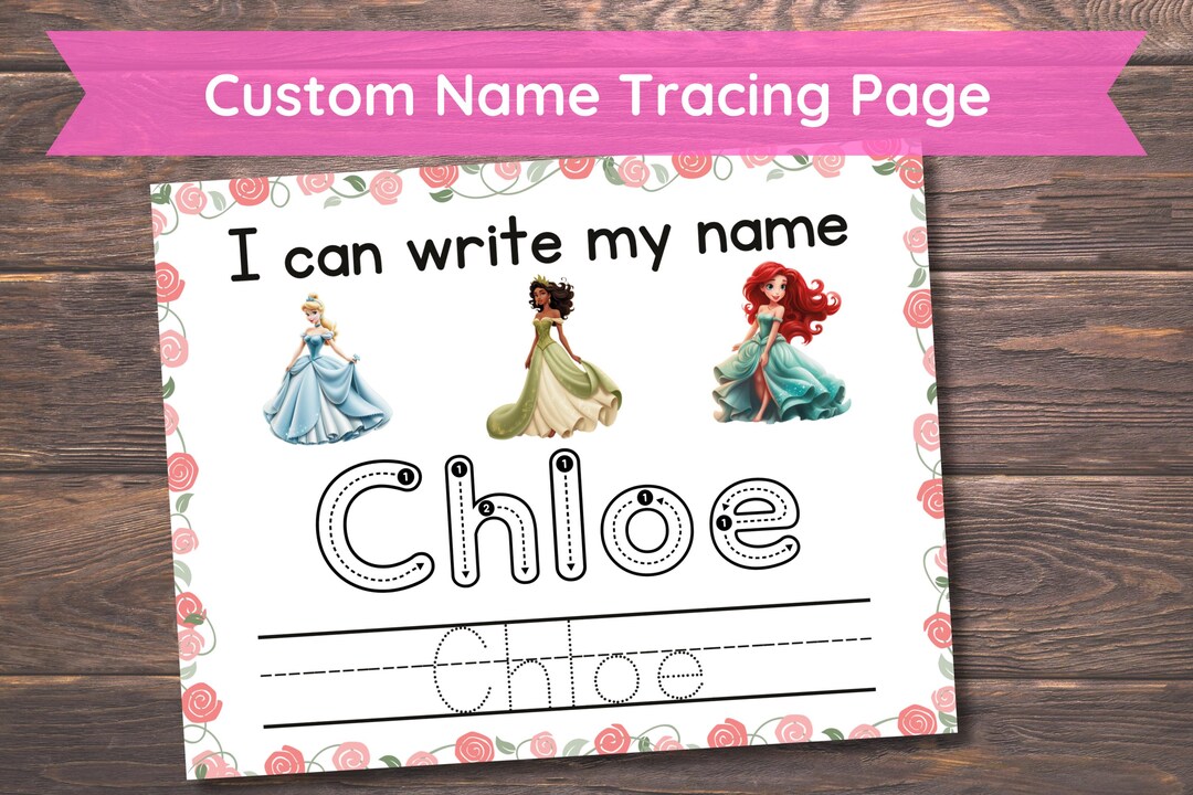Princess Custom Name Tracing PDF | Personalized “I Can Write My Name ...