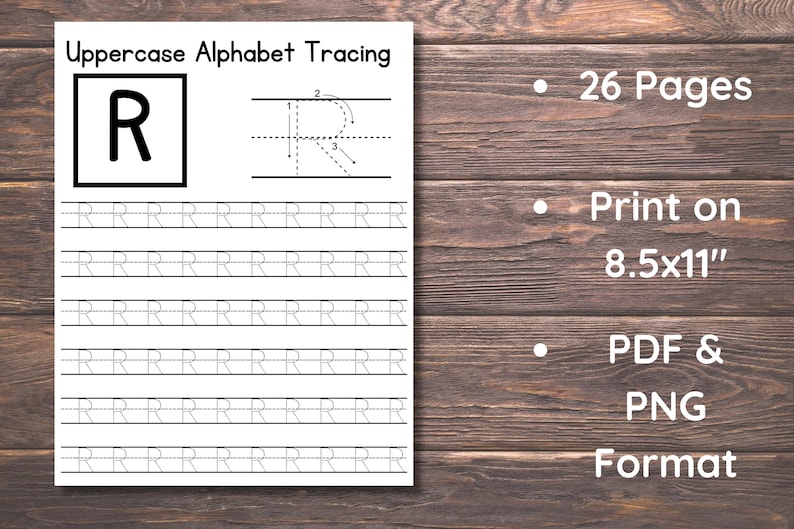 26 Printable Uppercase Alphabet Tracing Worksheets. Preschool ...