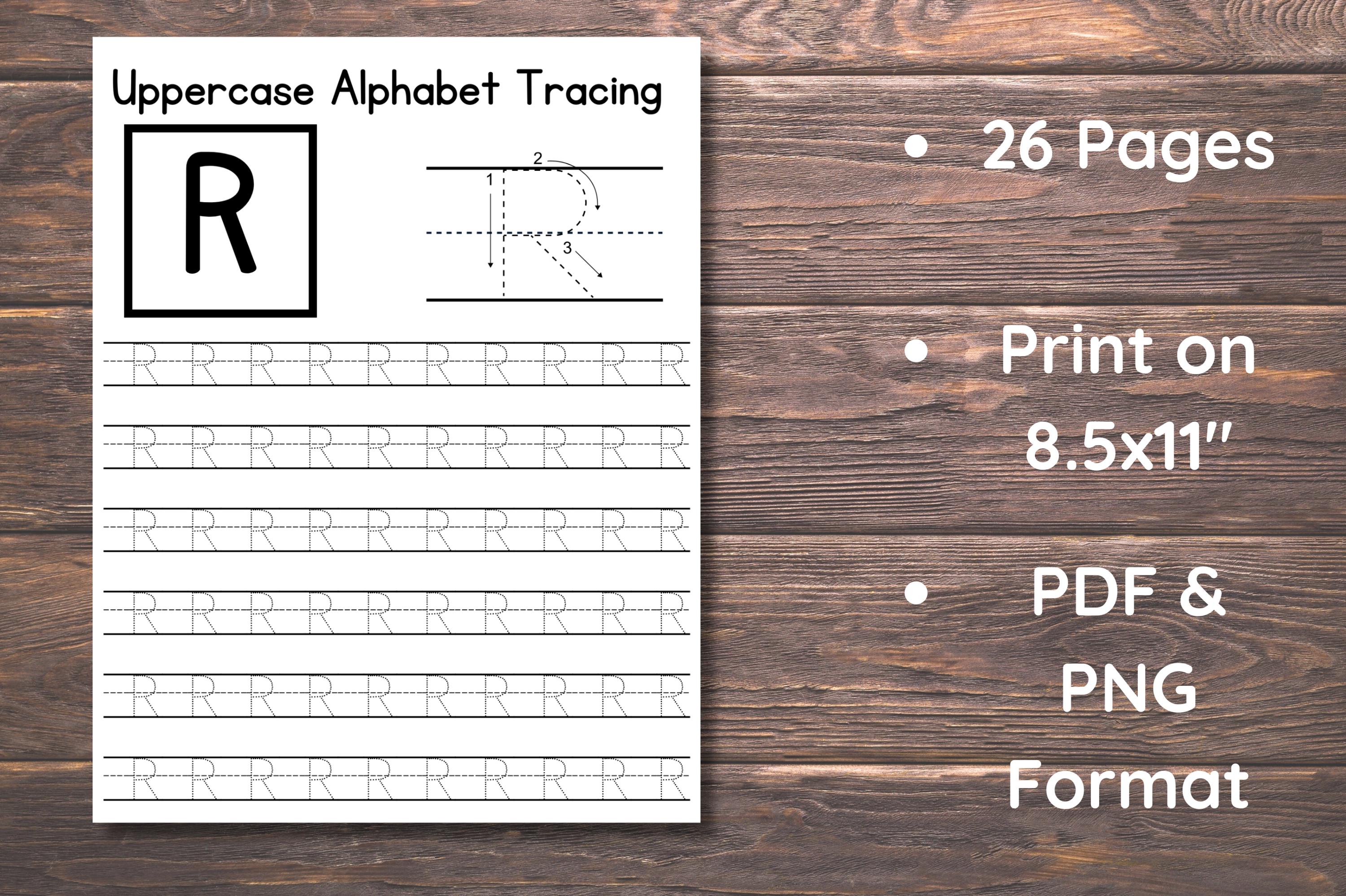 26 Printable Uppercase Alphabet Tracing Worksheets. Preschool ...