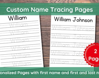 Custom Name Tracing Sheet, Personalized Handwriting Worksheet, Name ...