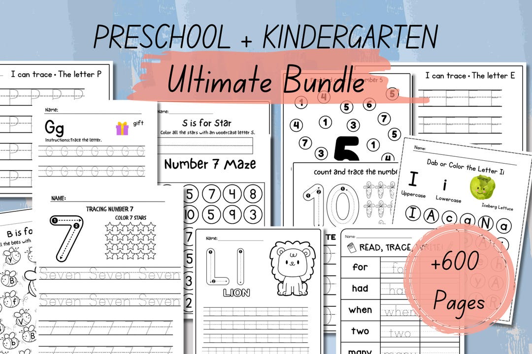 Preschool Pre-k + Kindergarten Learning Bundle | +600 Pages | Printable ...