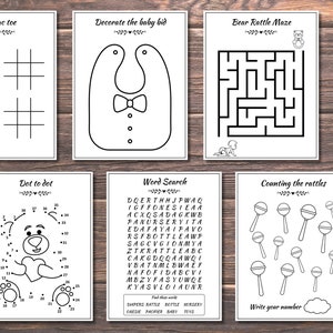 Baby Shower Kids Activity Book Coloring, Baby Shower Coloring, Baby ...