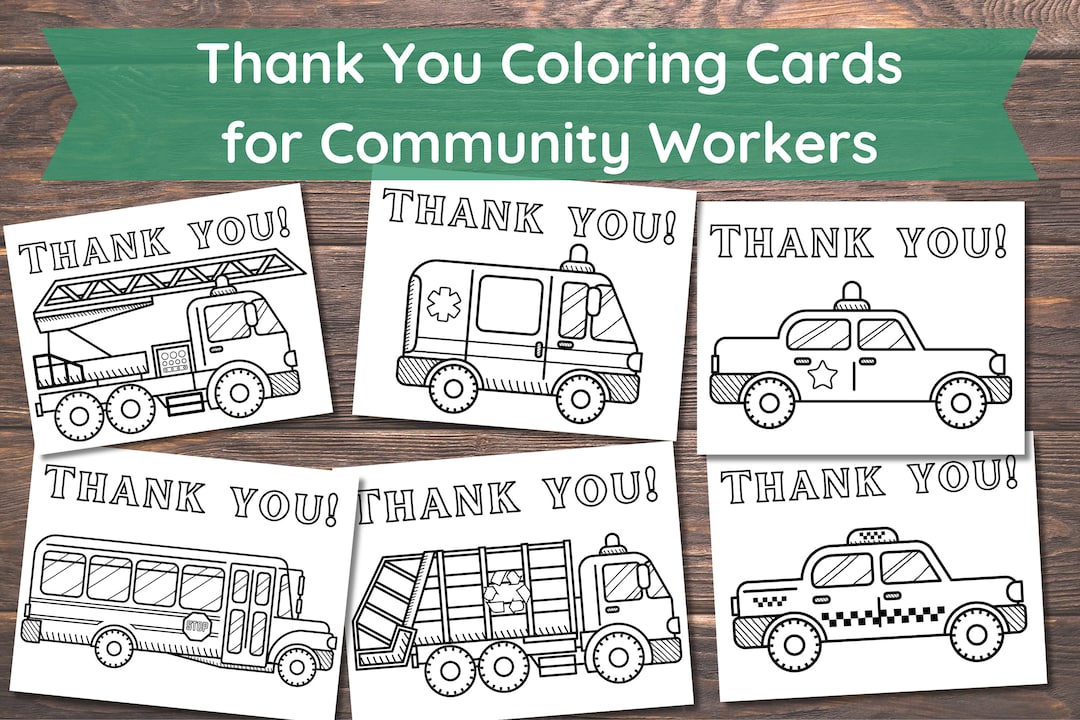 Printable Thank You Card for Community Workers Thank You Coloring Card ...