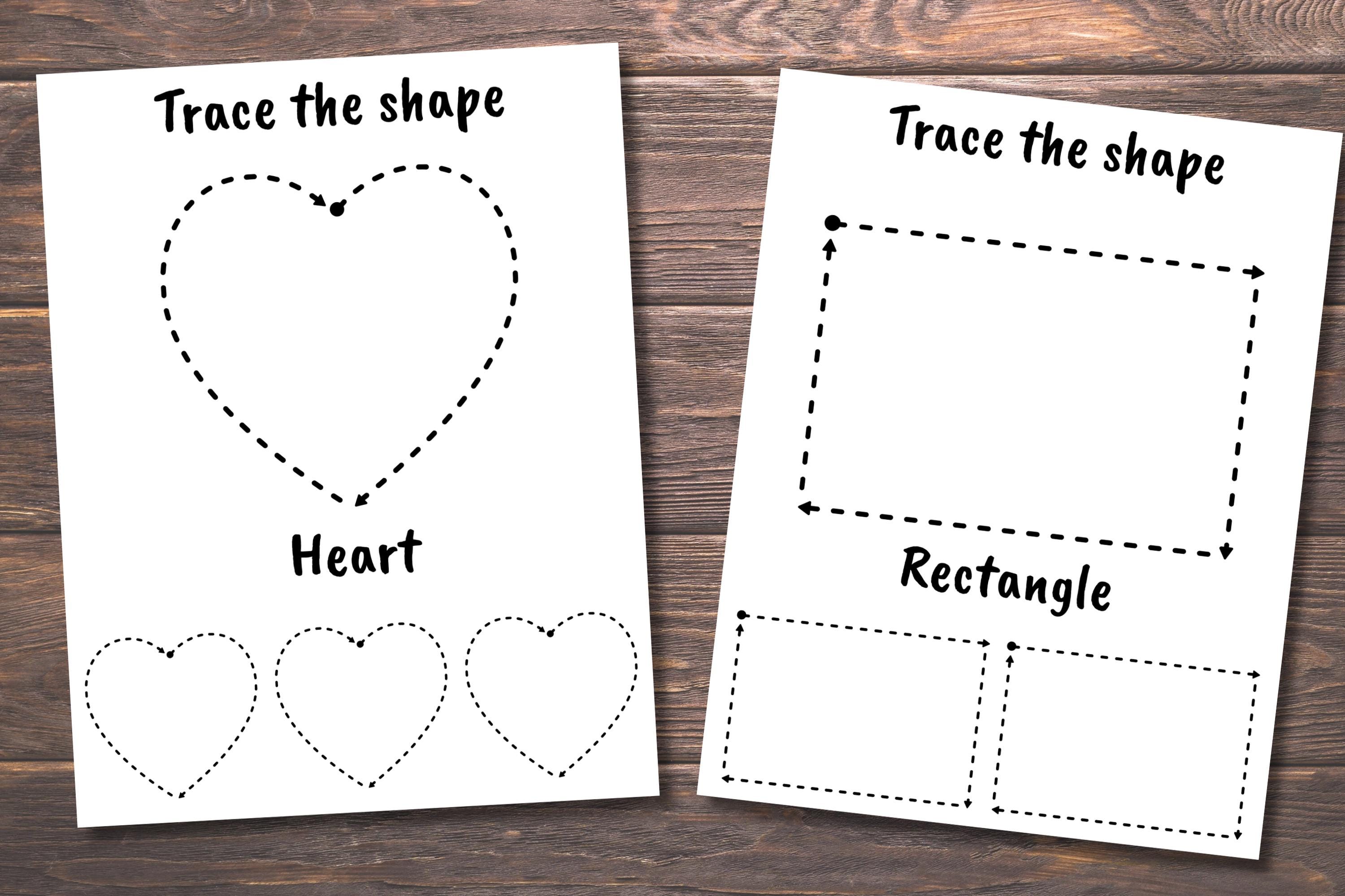 16 Printable Trace the Shape Worksheets, Preschool Learning Shapes ...