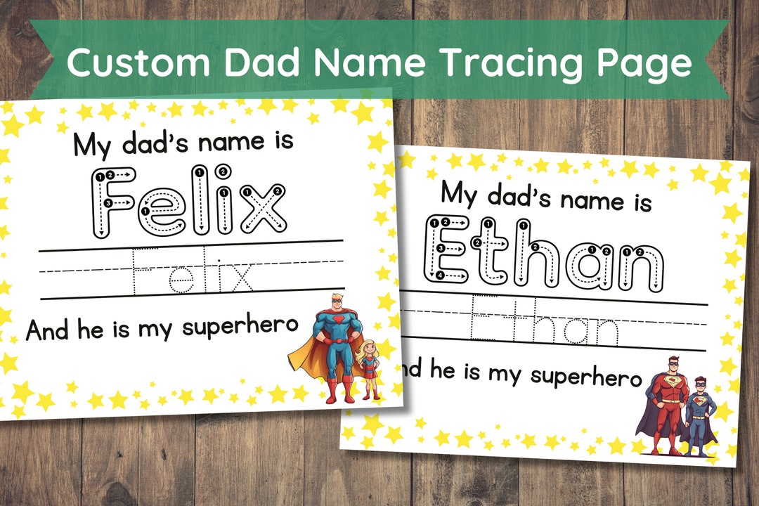 Custom Dad Name Tracing Sheet Handwriting Practice Personalized Name ...