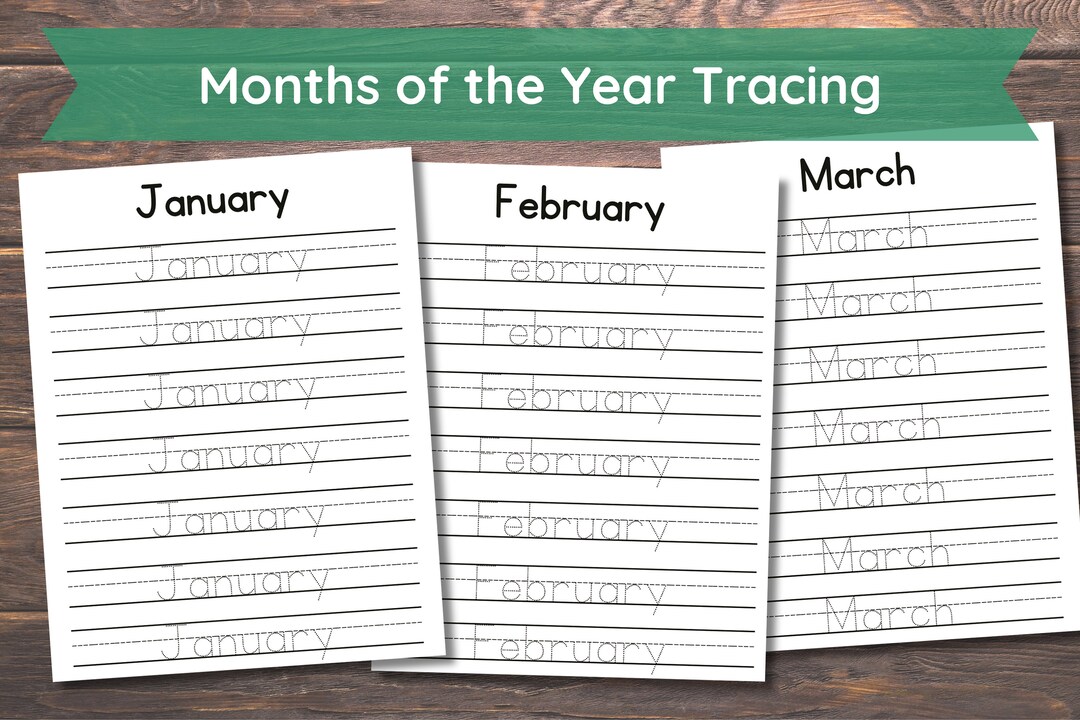 Months of the Year Tracing Worksheet Printable Handwriting Practice ...