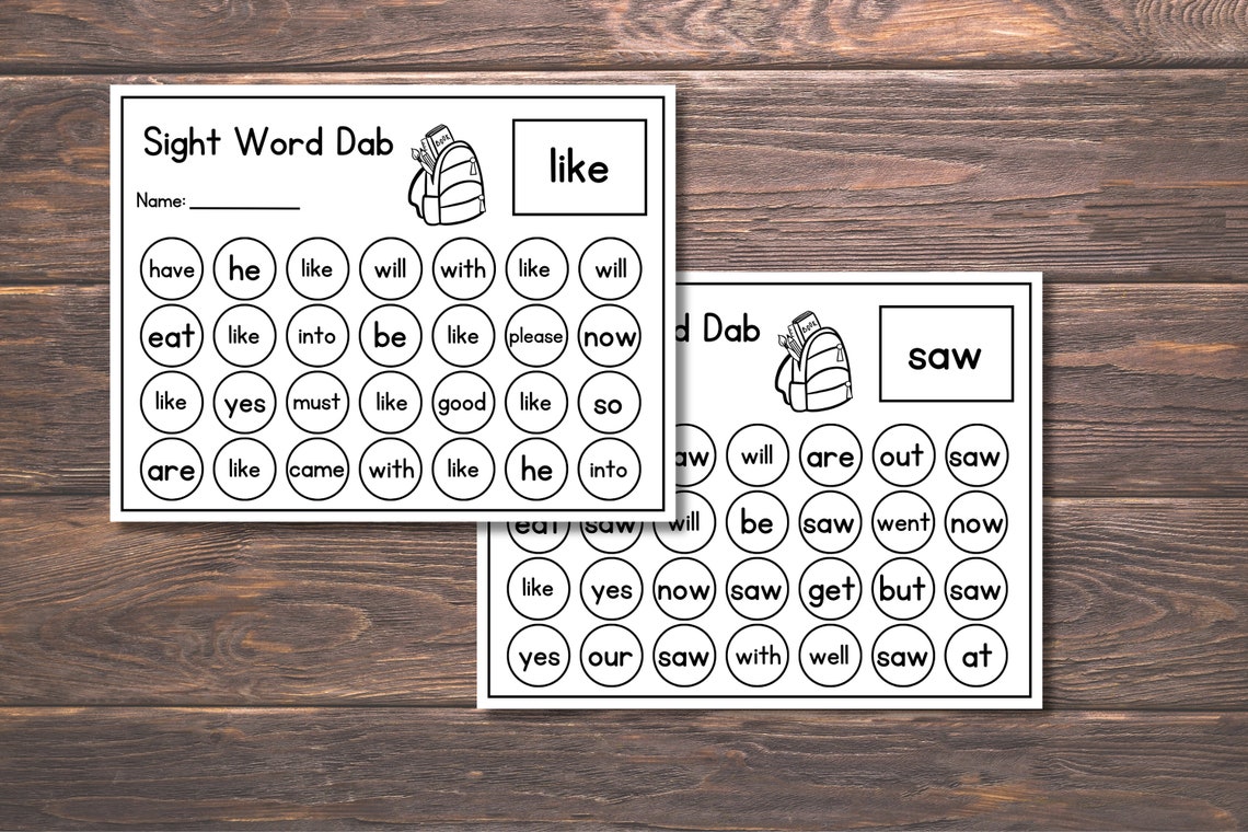 Sight Words - Worksheets - Printable - Instant Download - Kindergarten ...