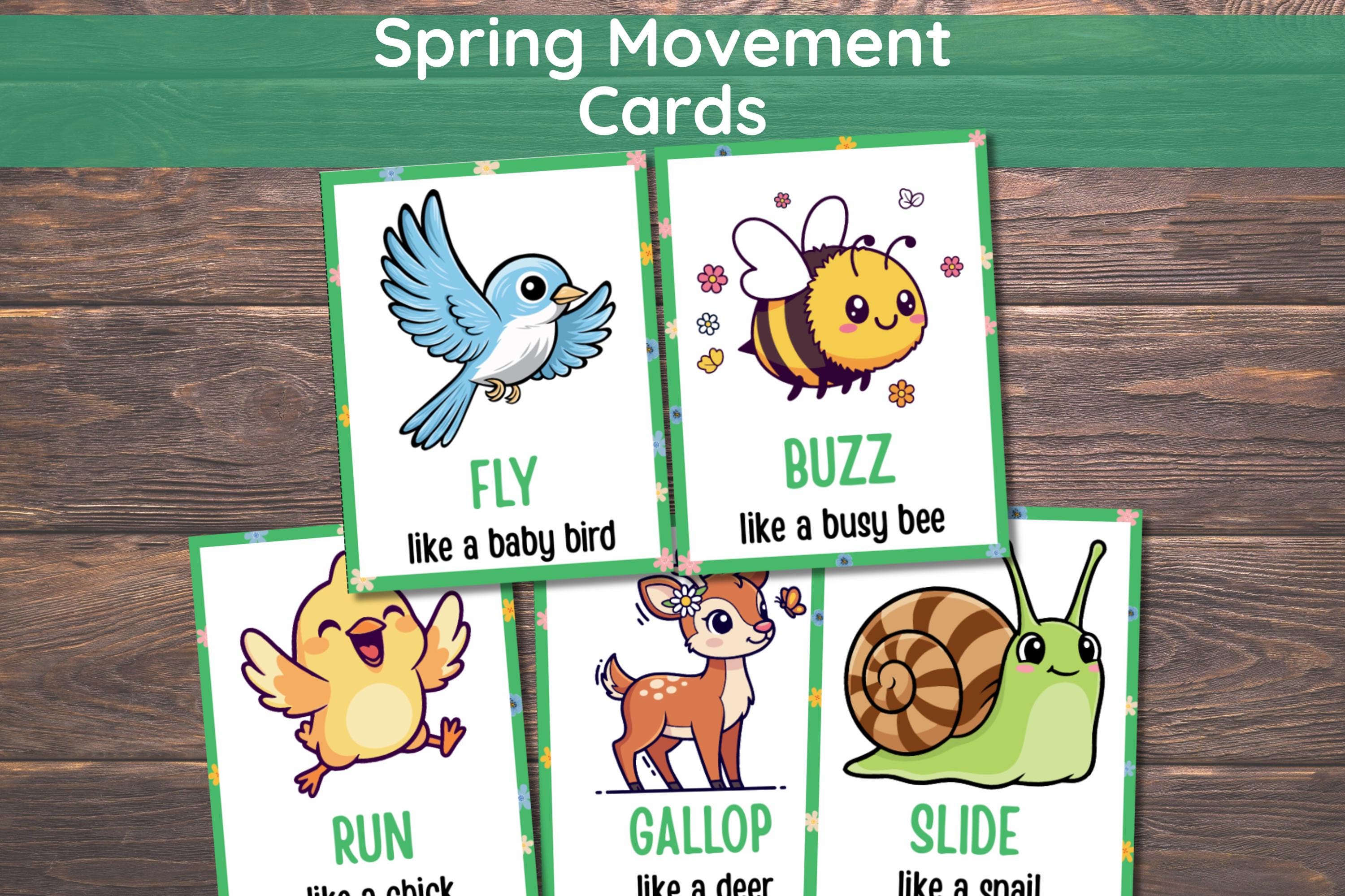 Spring Movement Cards, 28 Spring Motor Activity Flashcards, Spring ...