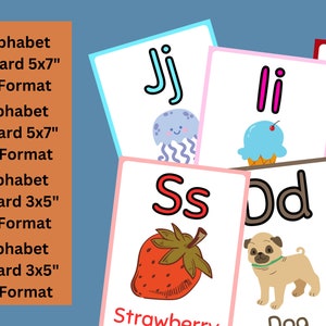 26 ABC Flash Cards, Educational Cards, A-Z Cards, Learn Abcs, Alphabet ...