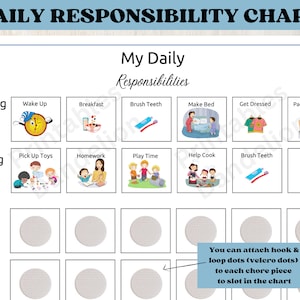 Kids Daily Responsibilities Chart, Printable Daily Routine, Chore Chart ...
