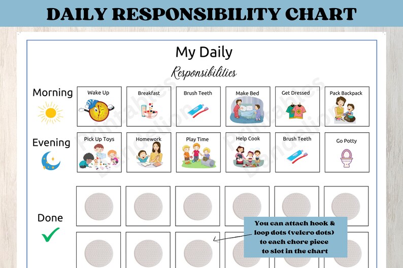 Kids Daily Responsibilities Chart Printable Daily Routine - Etsy