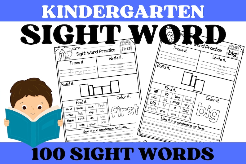 100 Printable Let's Learn Fry 1st Hundred Sight Words - Etsy