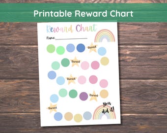 Printable Kids Reward Chart, Printable Rainbow Sticker Chart for Kids ...