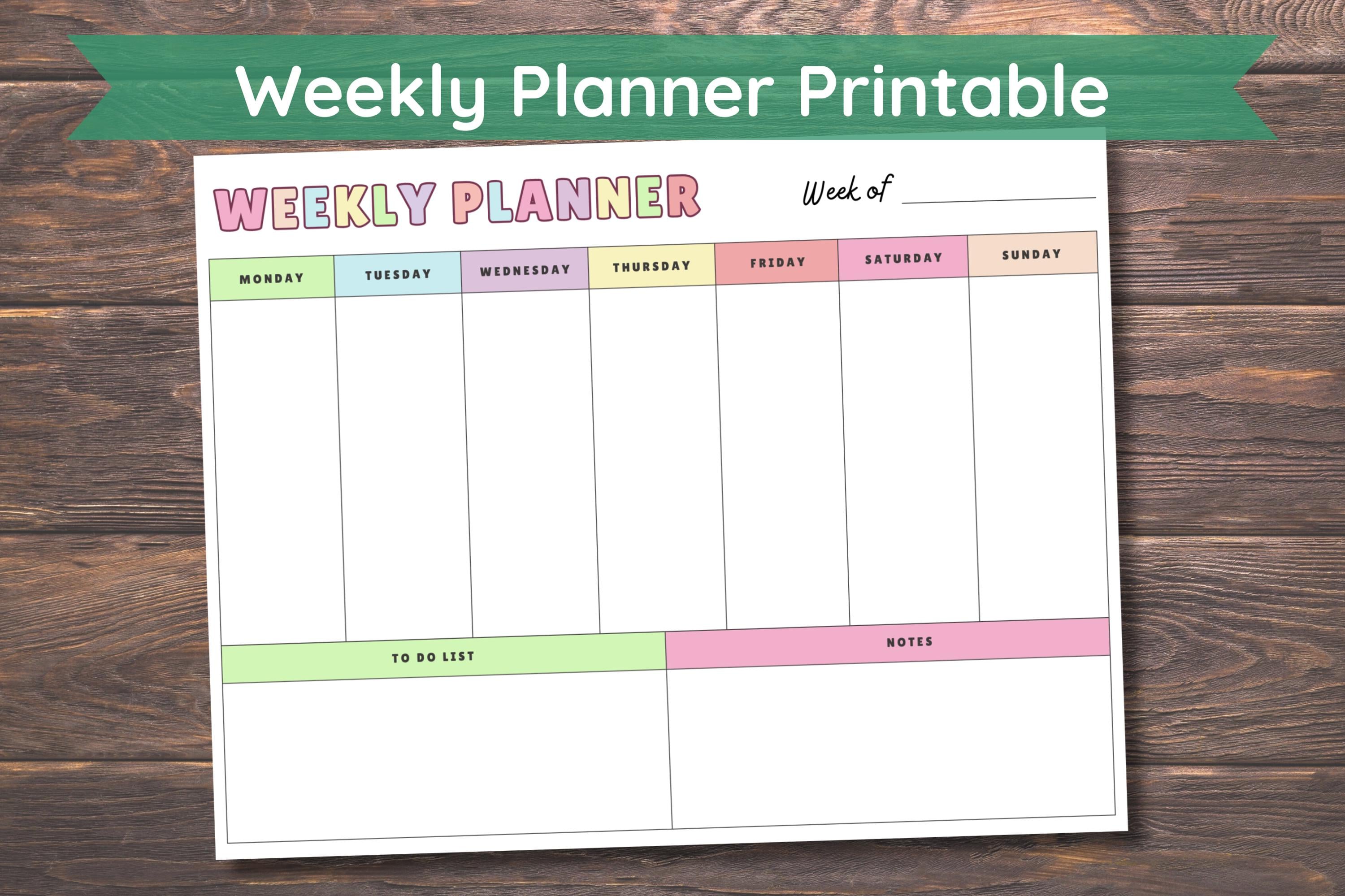 Weekly Planner Printable, Weekly Schedule Template, Homeschool Weekly ...