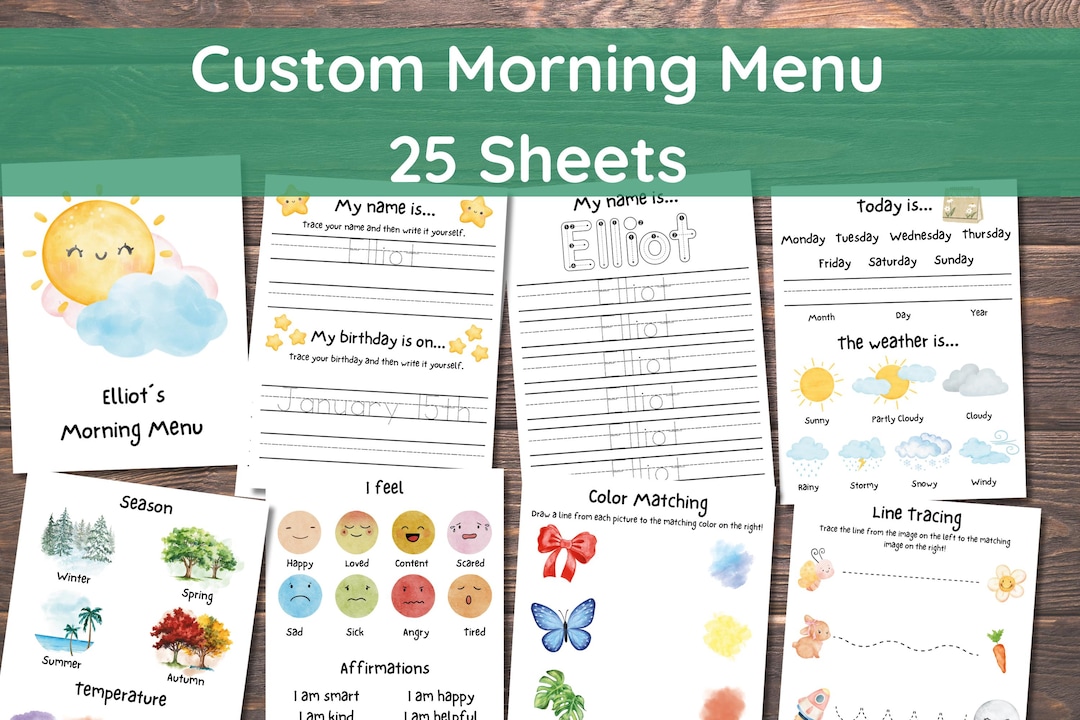 Custom Morning Menu Daily Sheets | Morning Time Elementary | Morning ...