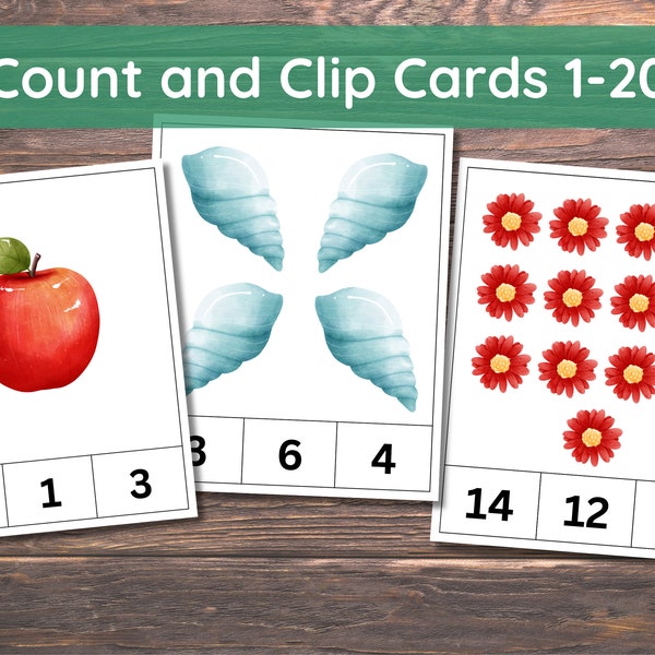 Count and Clip Cards - Etsy