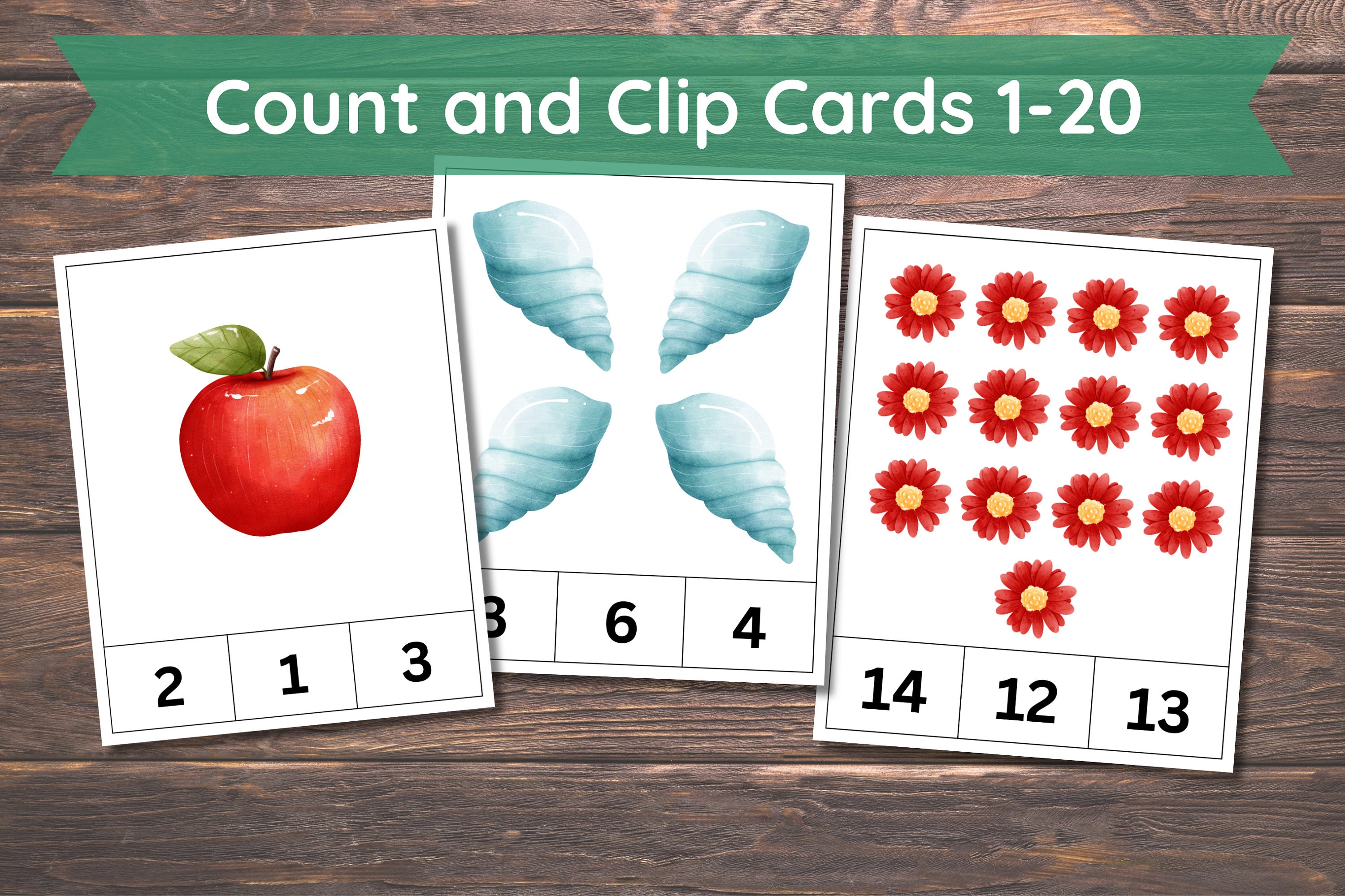 Count and Clip Cards 1-20 Numbers Printable Digital Download - Etsy