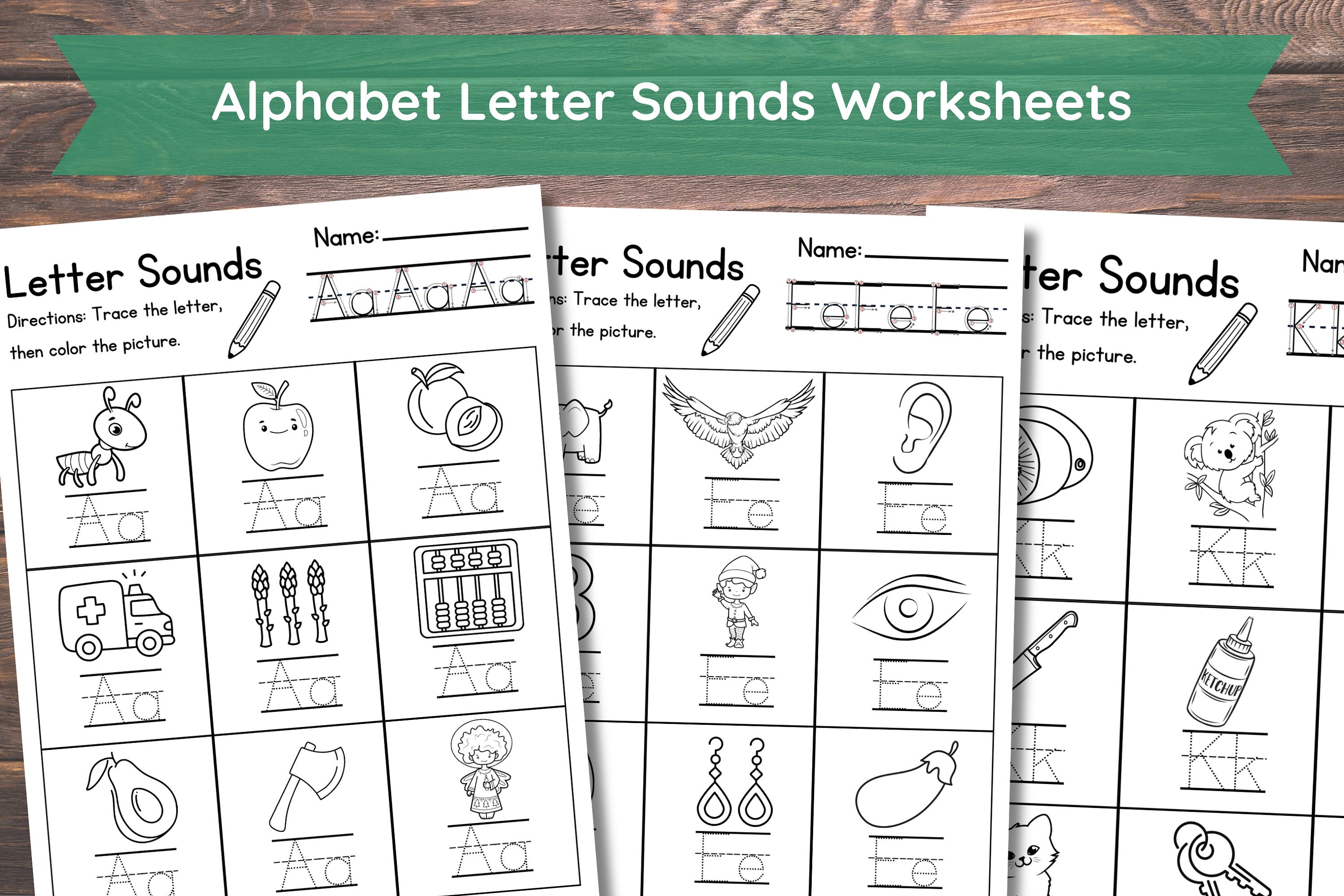 24 Printable Alphabet Letter Sounds Worksheets Preschool-kdg Phonics ...