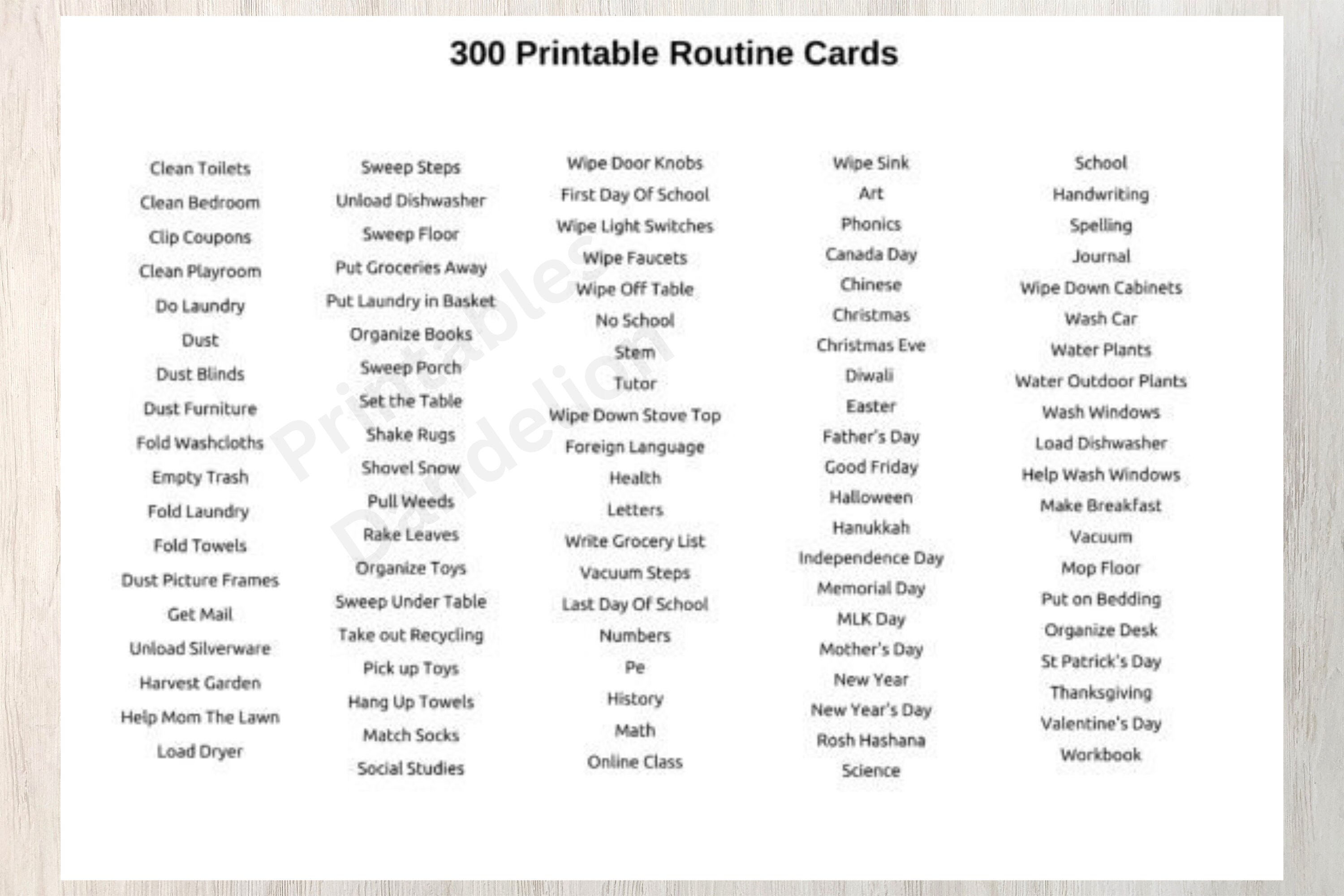 Kids Daily Responsibilities Chart Printable Daily Routine - Etsy