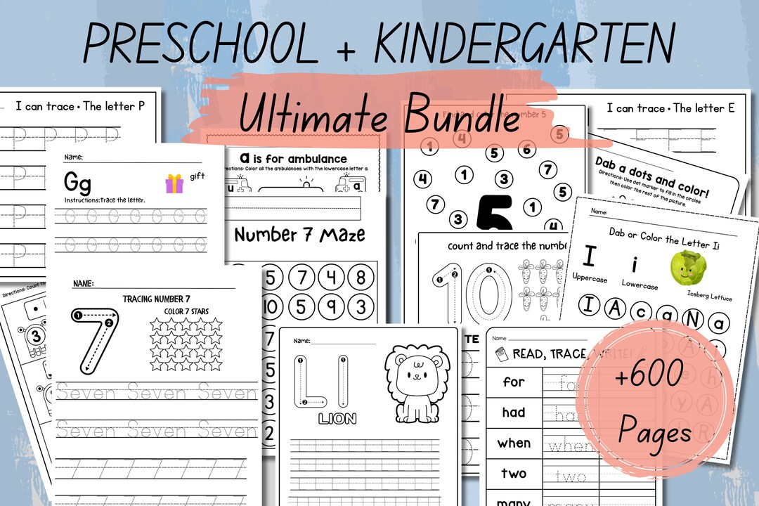 Preschool Pre-k Kindergarten Learning Bundle 600 Pages Printable ...