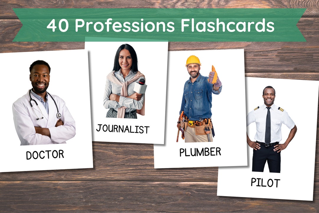 Professions (real Pictures) - 40 Montessori Cards - Flash Cards ...